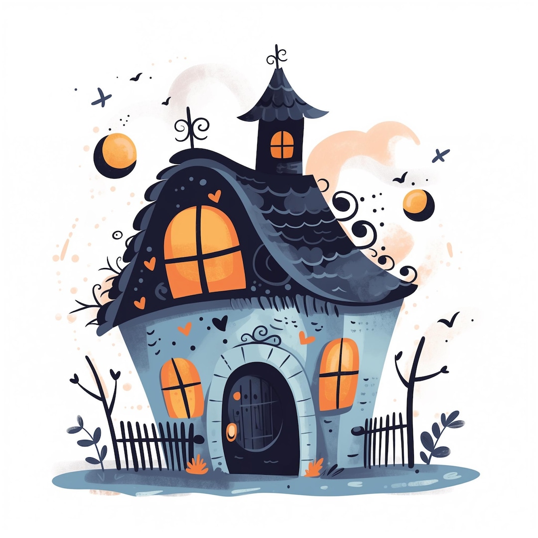 Spooky Haunted House Clipart: Halloween Digital Art (PNG, Commercial ...