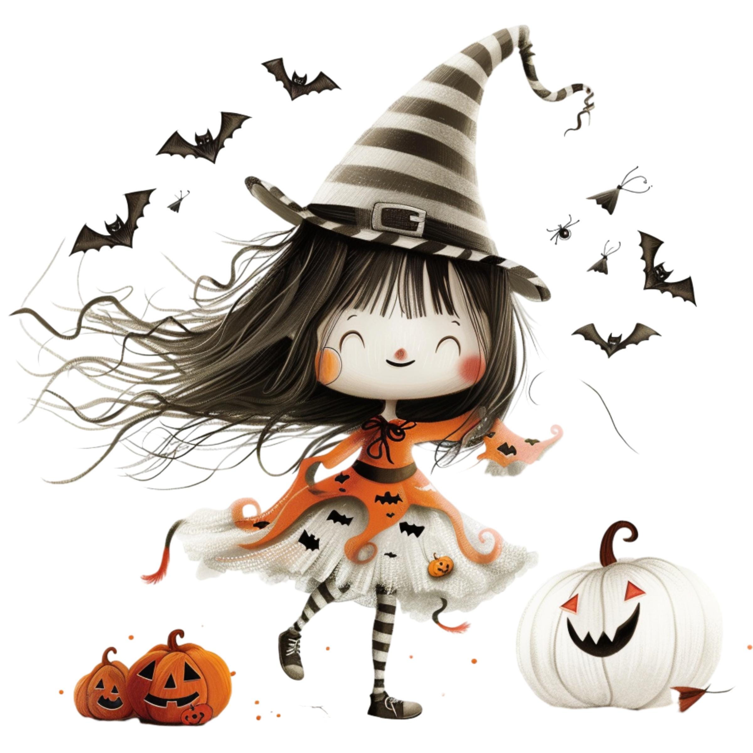 Cute Halloween Witch Clipart Bundle, Instant Download, Sublimation ...