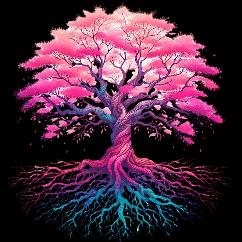 Watercolor Blossom Tree Clipart: Family Tree PNG Bundle (digital ...