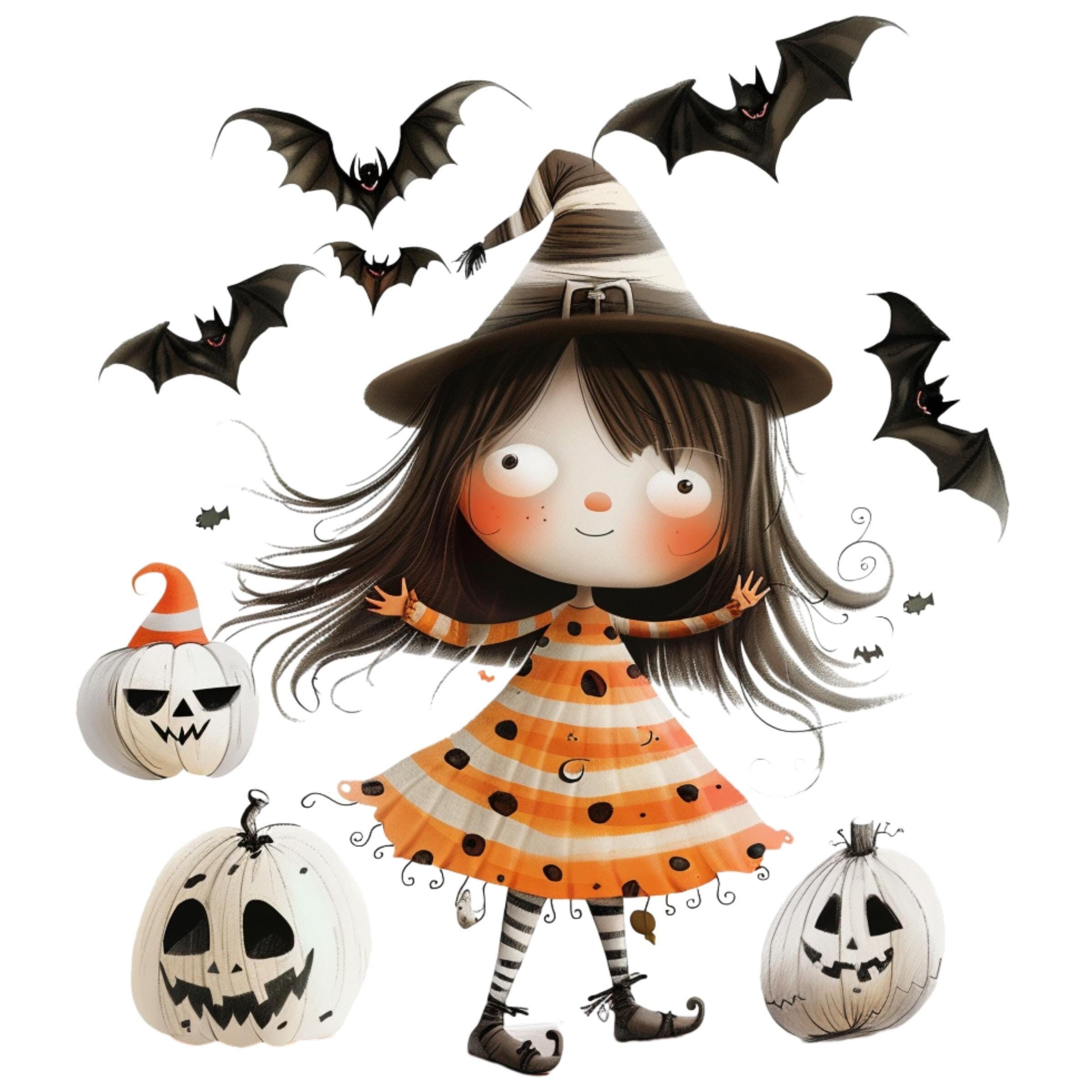 Witch Halloween Clipart Bundle, Spooky PNG Graphics (instant Download ...