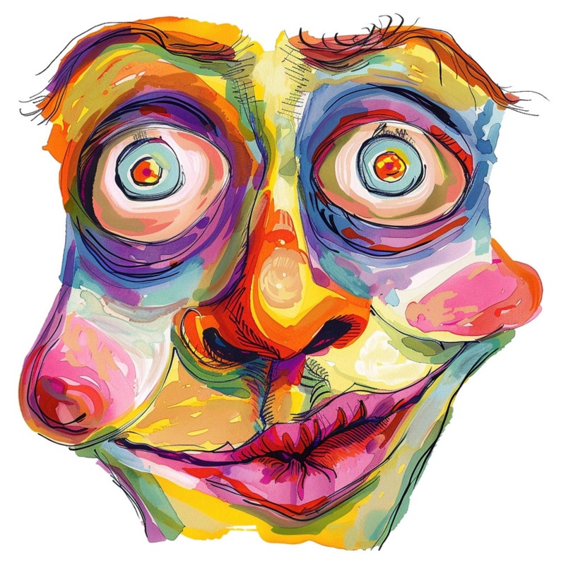 Colorful Abstract Face Clipart Pack of 25 PNG Files, Instant Download ...