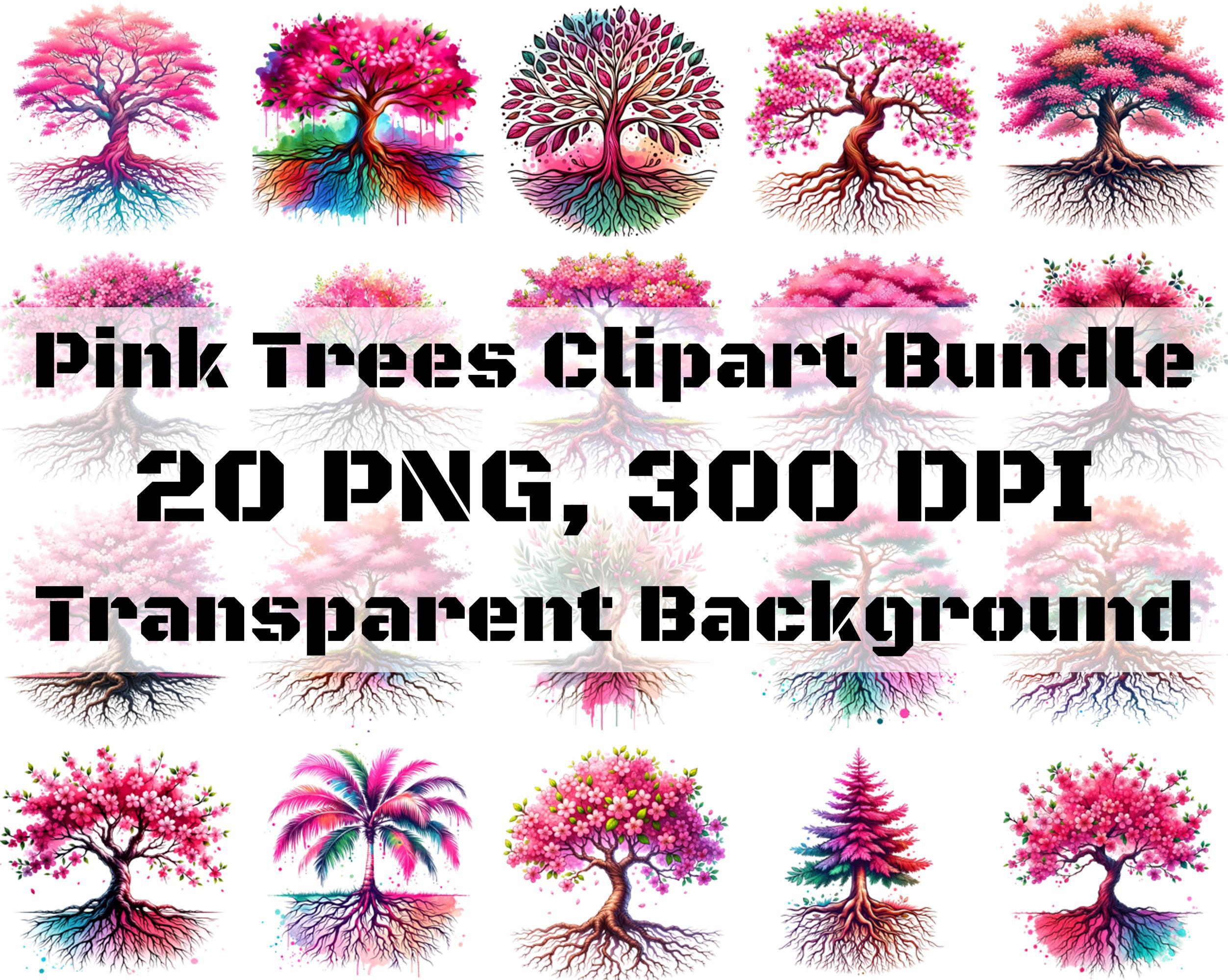 Watercolor Blossom Tree Clipart: Family Tree PNG Bundle (digital ...