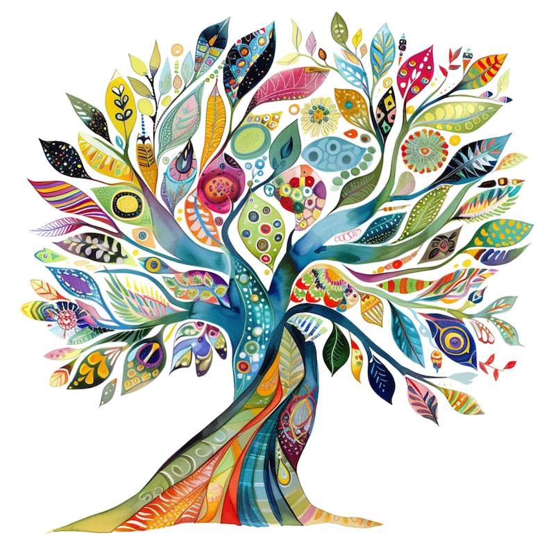 Quirky, Vibrant Tree Clipart Bundle, Colorful Artistic Tree PNG ...