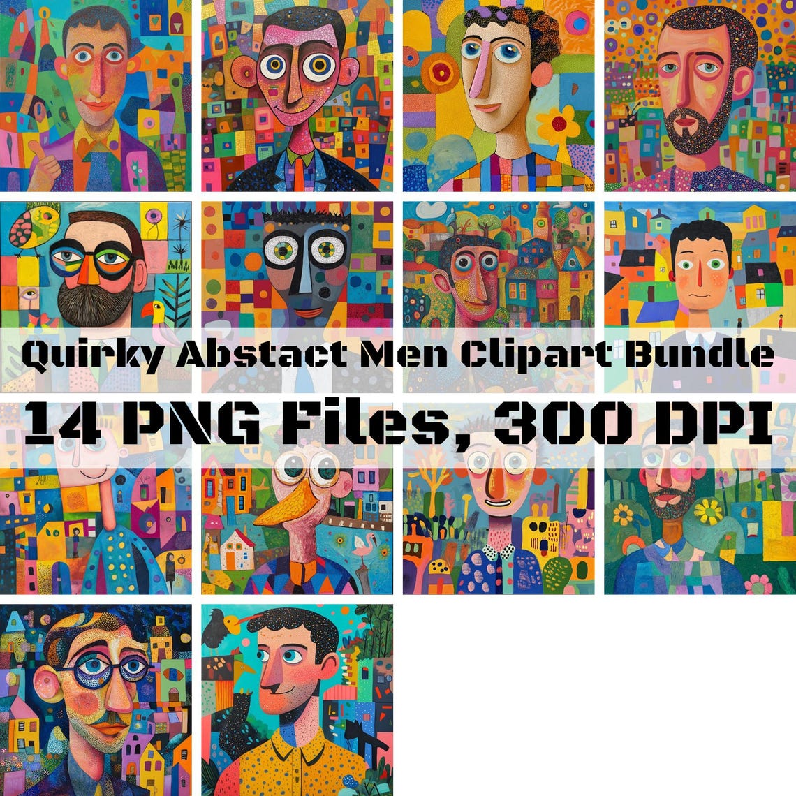 Whimsical Men Clipart Bundle: Naive Art Style (digital Download) - Etsy
