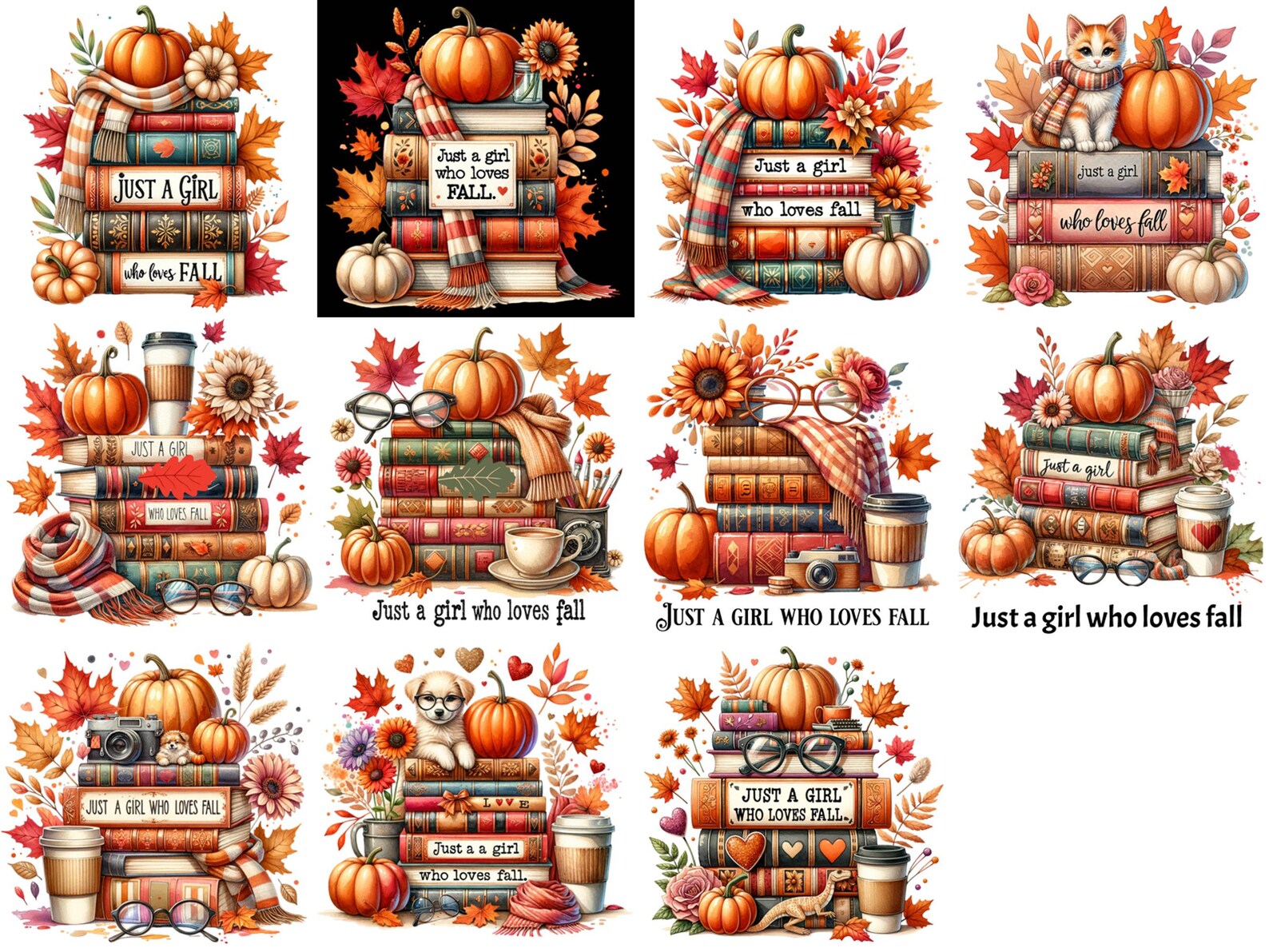 Fall Book Stack Clipart: Autumn Pumpkin Design (digital Download) - Etsy