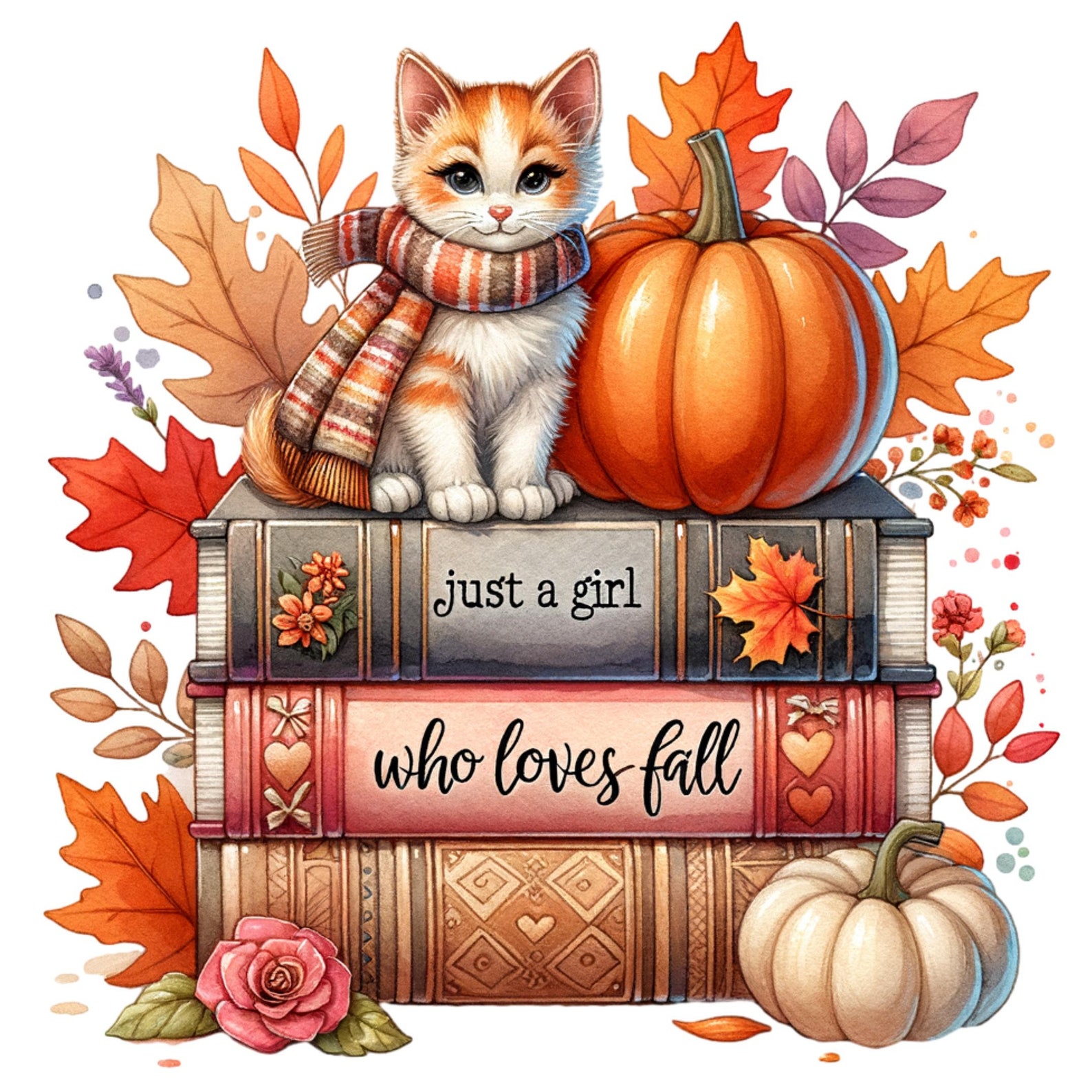 Fall Book Stack Clipart: Autumn Pumpkin Design (digital Download) - Etsy