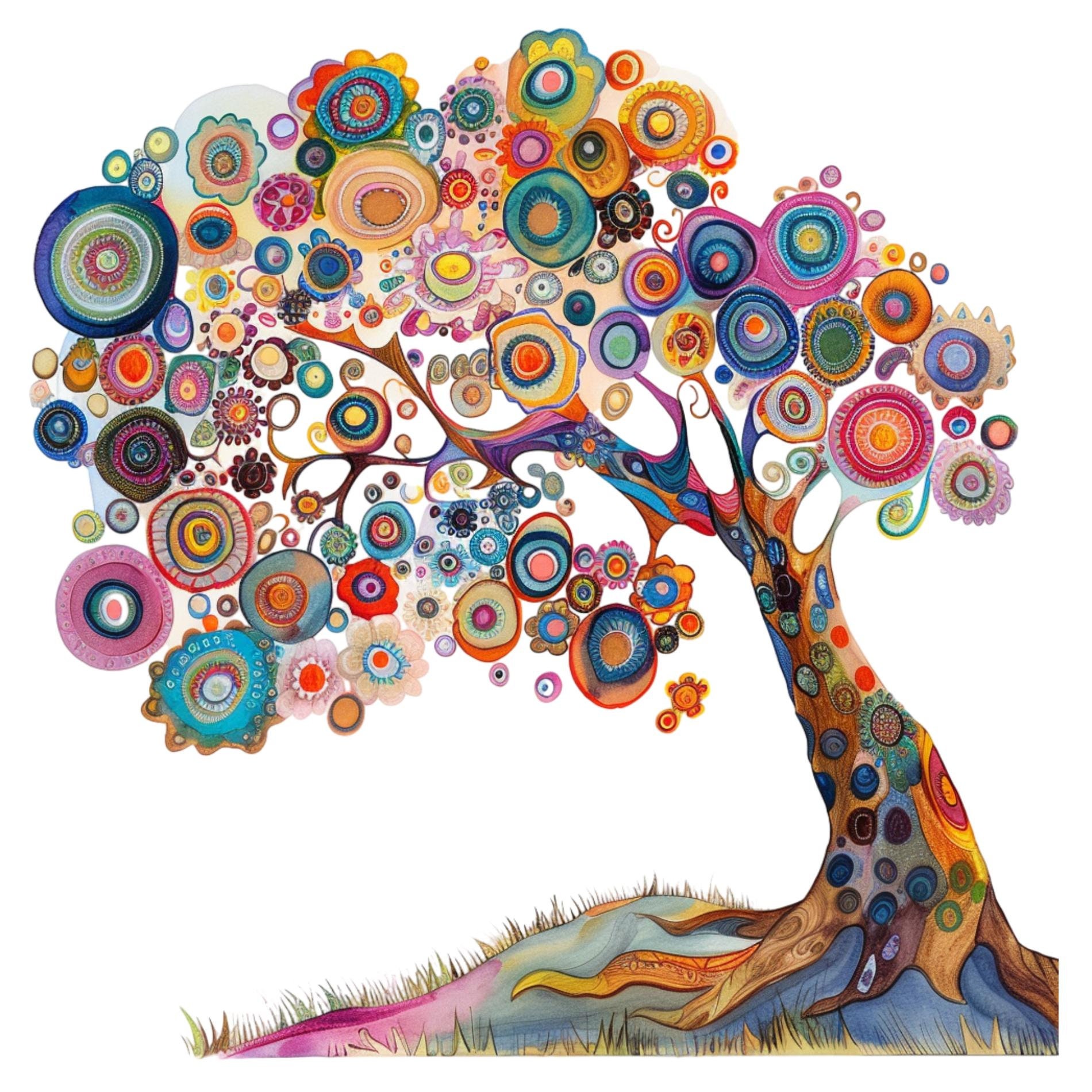 Quirky, Vibrant Tree Clipart Bundle, Colorful Artistic Tree PNG ...