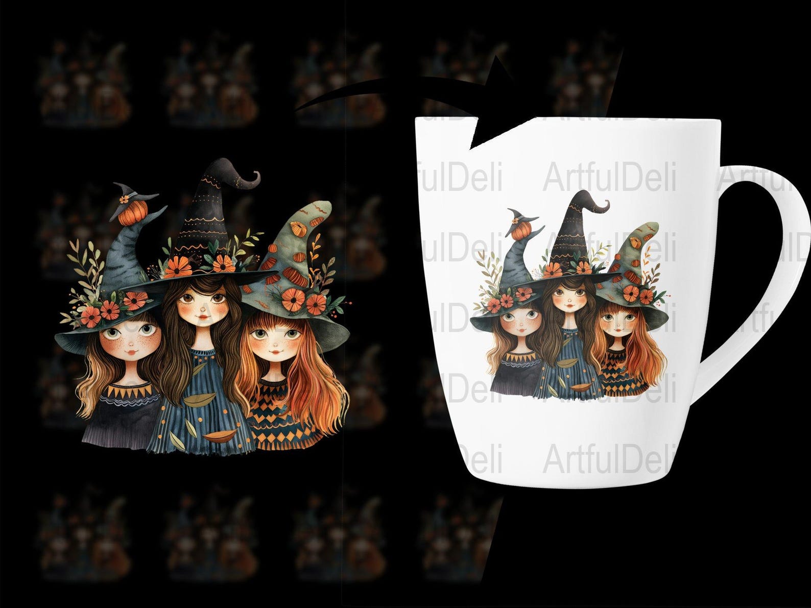 Halloween Witches Clipart, Cute Witch PNG, Fall Clip Art, Transparent ...
