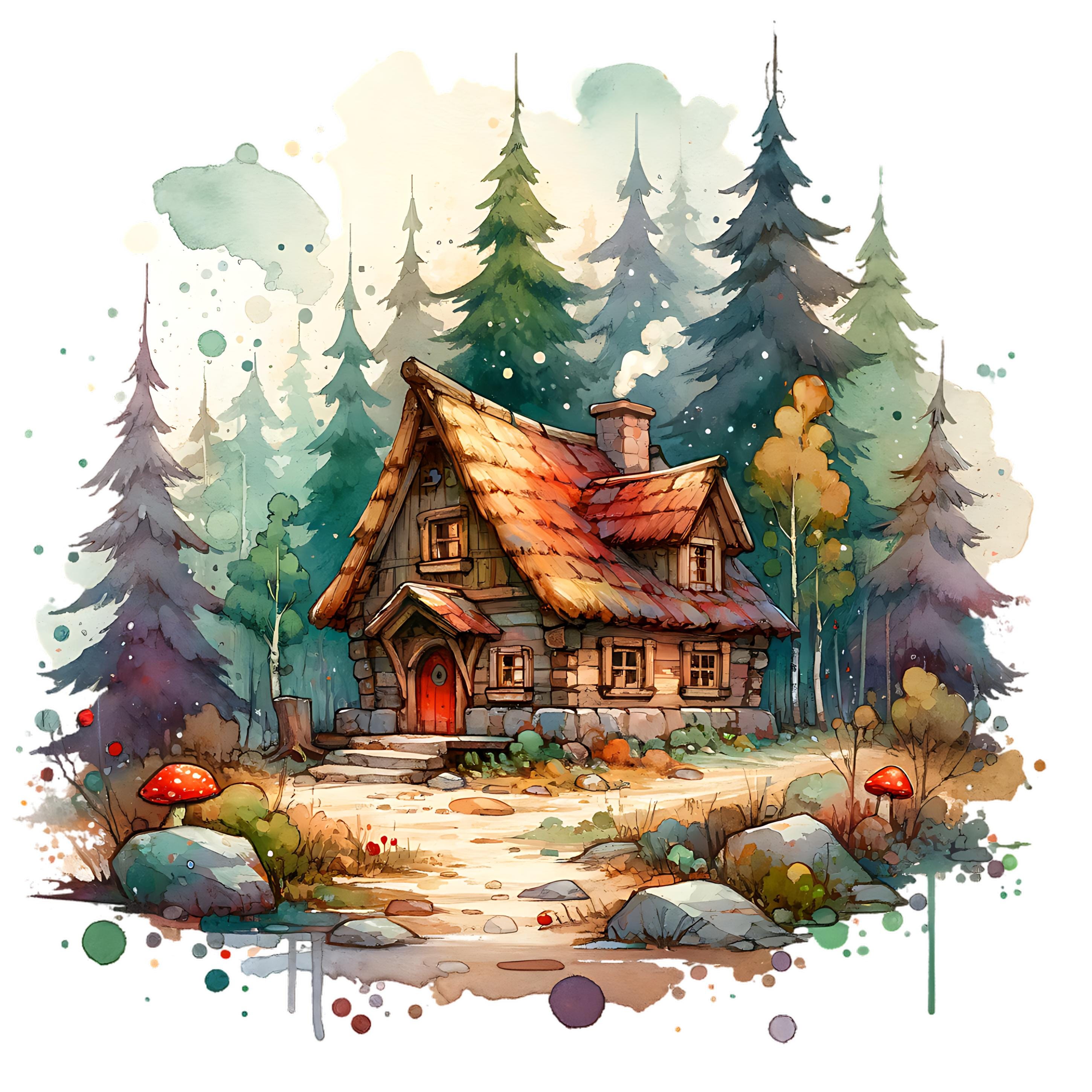 Little Red Riding Hood Watercolor Clipart: Woodland Animals PNG ...