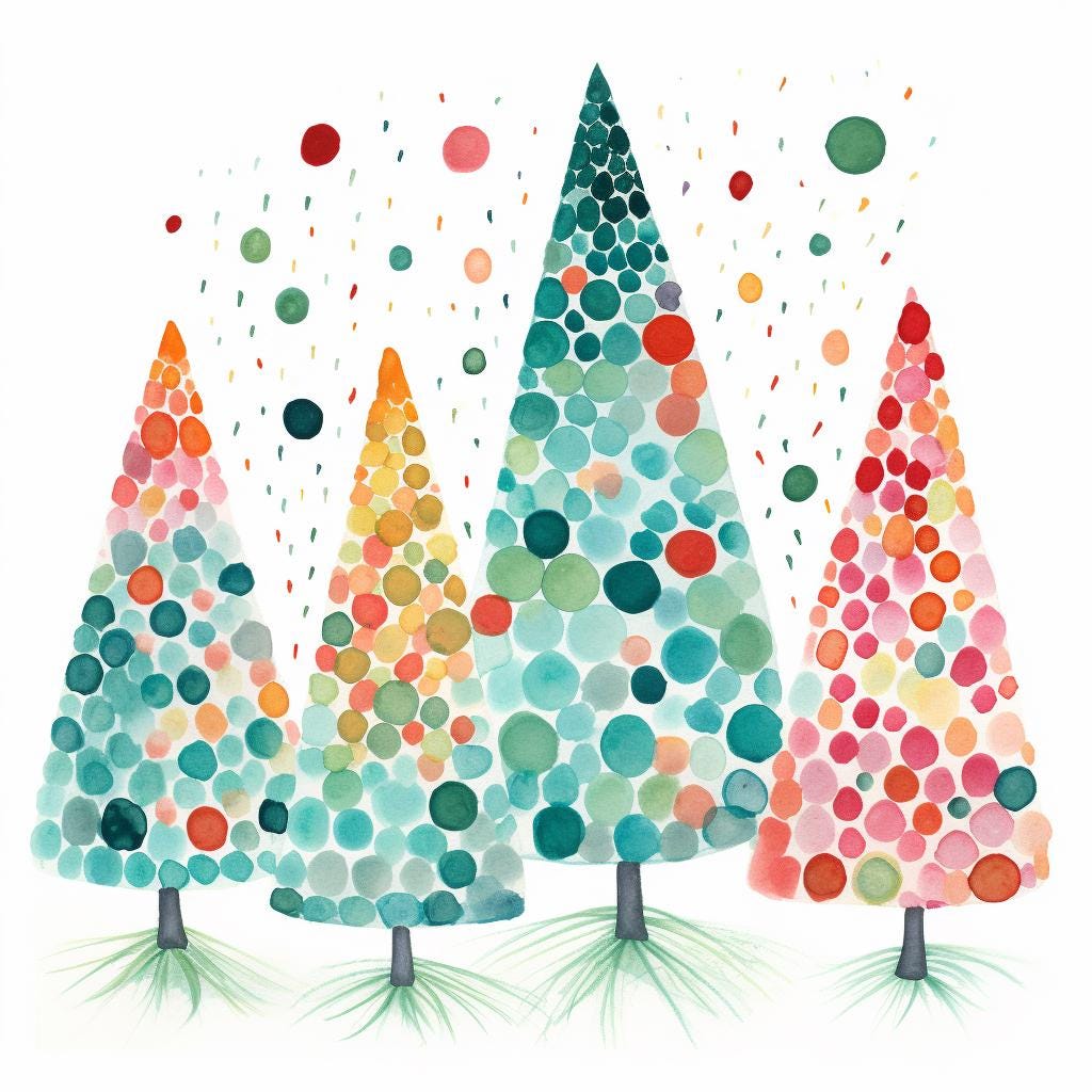 Watercolor Christmas Tree Clipart Bundle: Whimsical Holiday Pngs ...