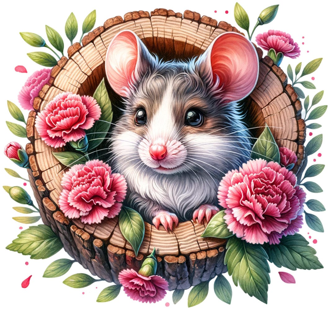 Mouse Hole Clipart Bundle, Nature Mice in Holes Watercolor Clipart ...