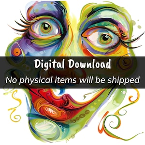 Colorful Abstract Face Clipart Pack of 25 PNG Files, Instant Download ...