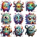 Whimsical Monster Clipart Bundle: Colorful Nursery Graphics (PNG ...