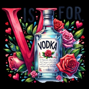 V is for Vodka Valentine PNG: Funny Drinking Design (digital Download ...