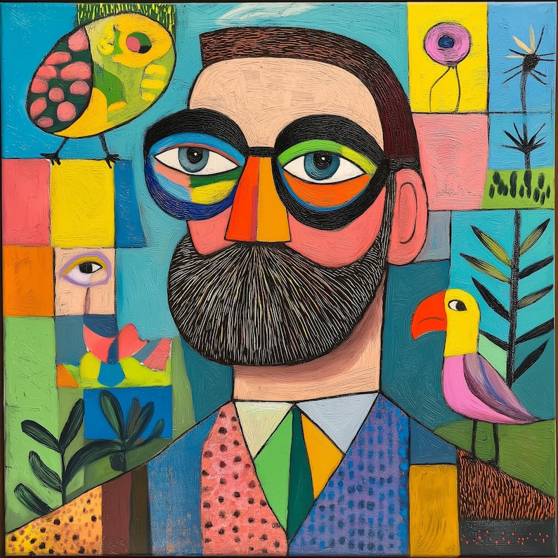 14 Whimsical Quirky Men Clipart Bundle, Naive Art Style, Bold Colors ...