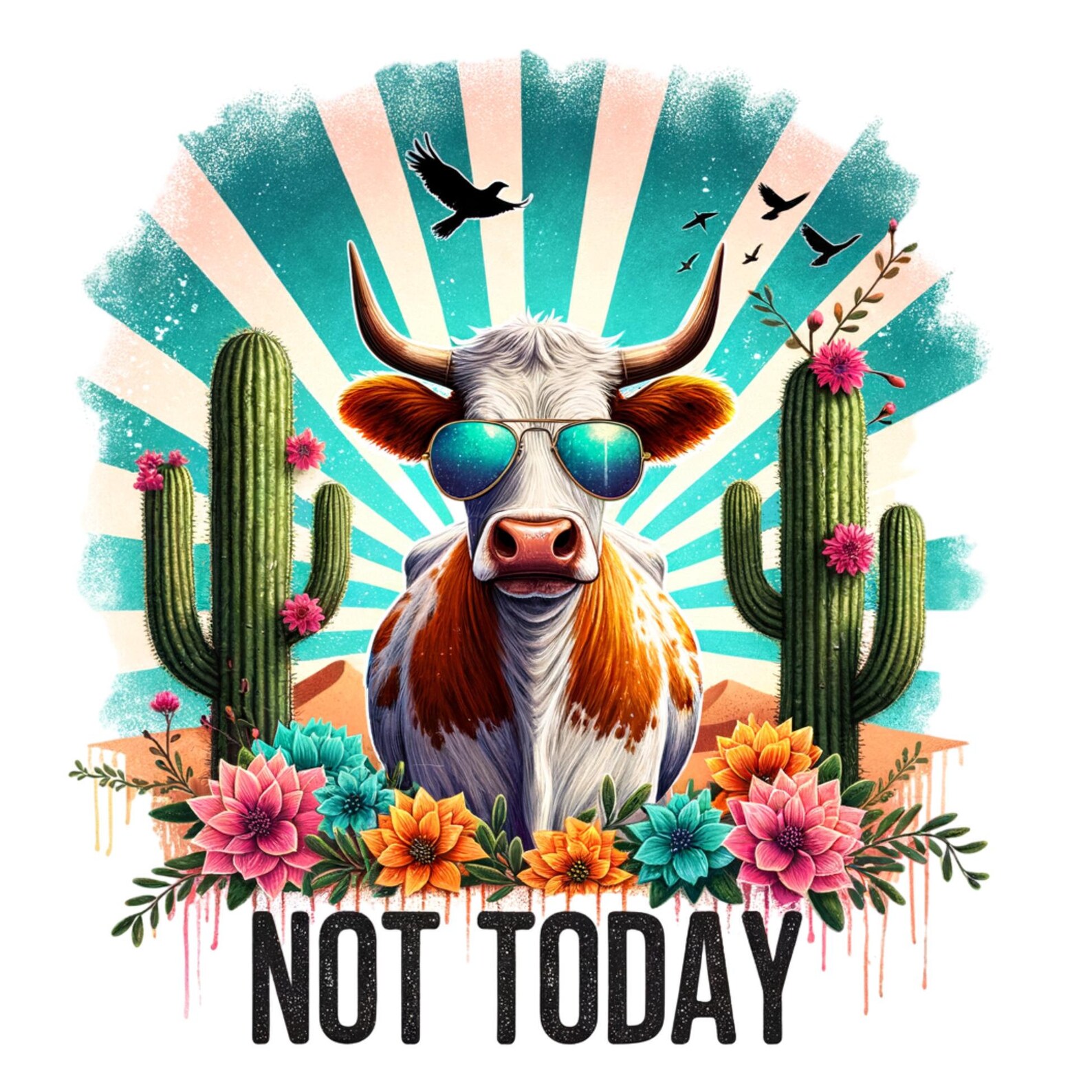 Not Today Heifer PNG, Funny Dairy Cow Clipart Bundle, Desert Western ...