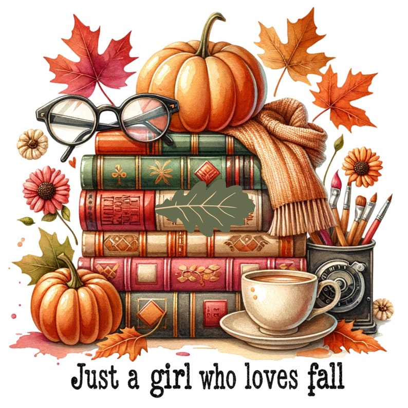 Fall Book Stack Clipart: Autumn Pumpkin Design (digital Download) - Etsy
