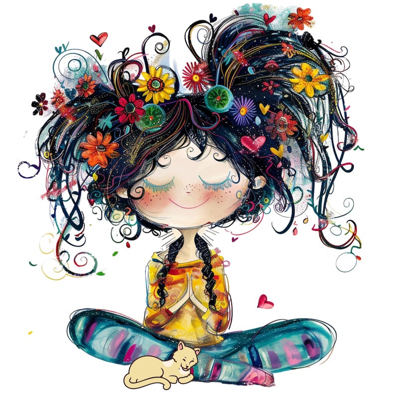 Quirky Girls Clipart Bundle Cross-legged Quirky Girls Clip Art, Digital ...