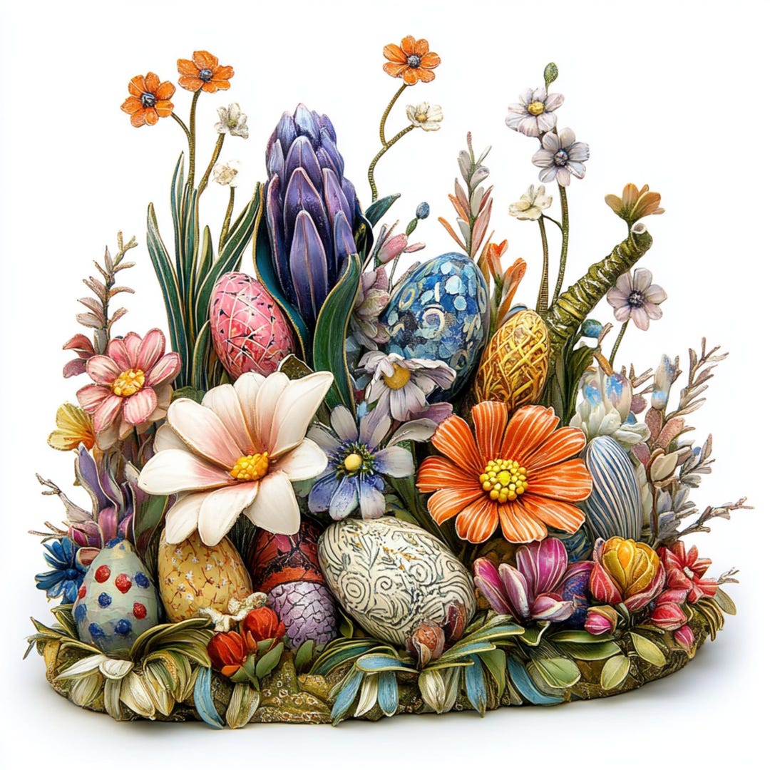 Floral Easter Clipart: Whimsical Spring PNG Collection (digital ...