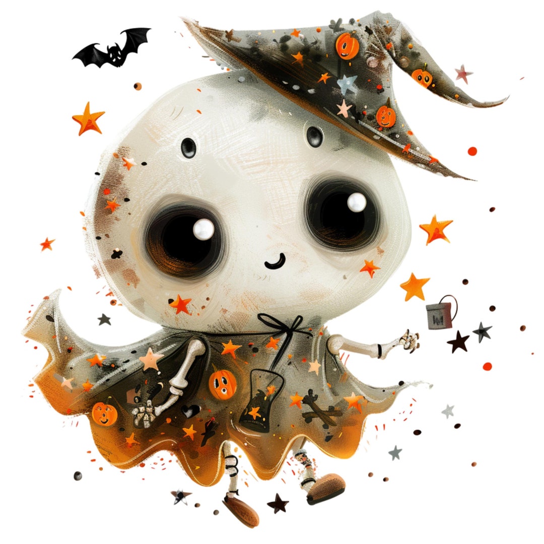 Halloween Ghost Clipart Bundle, Spooky PNG Files (digital Download ...