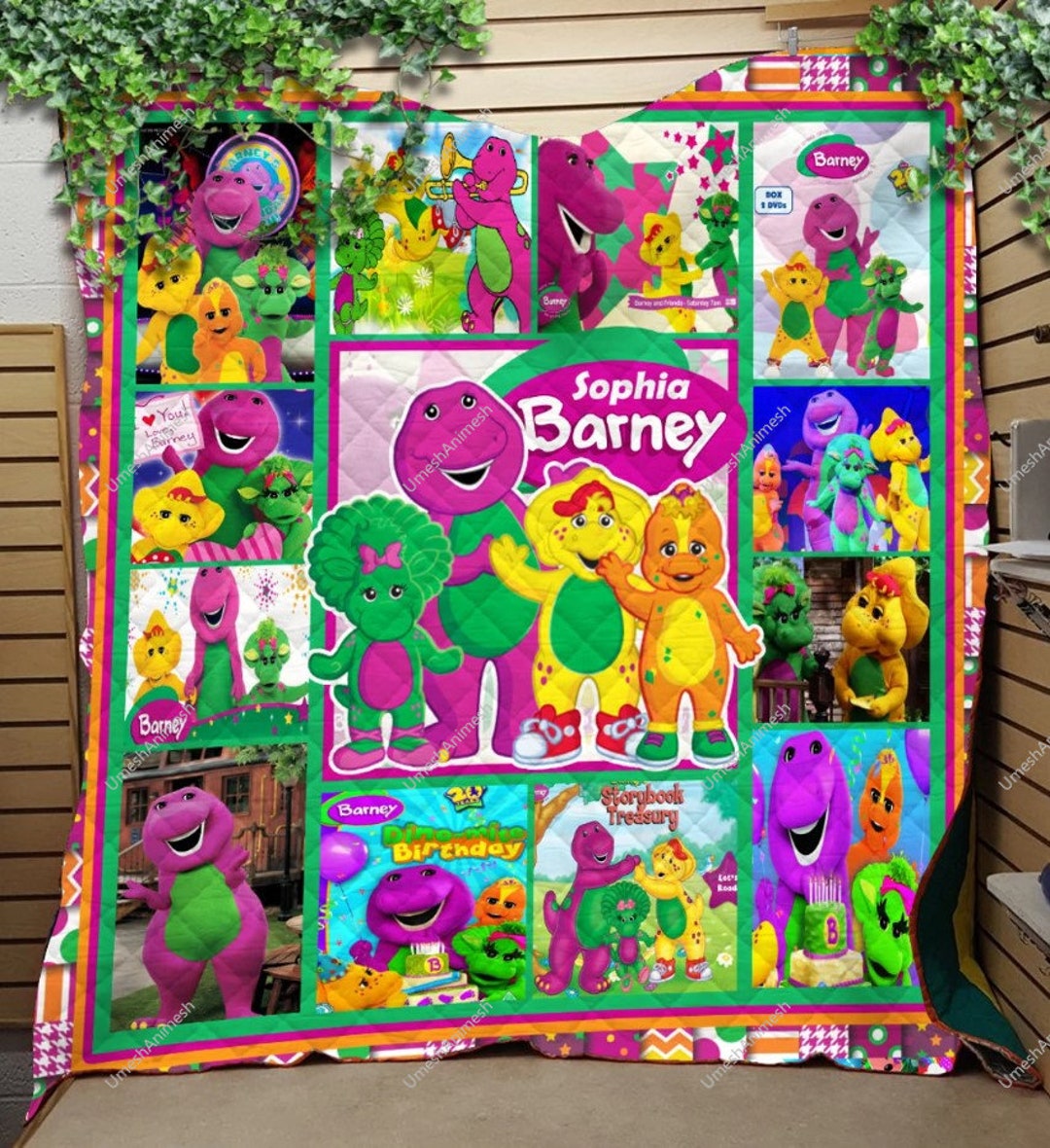 Barney and Friends Custom Quilt Barney the Dinosaur Bedding - Etsy UK