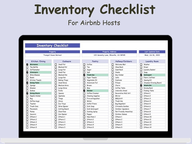 Checklist Inventory Bundle | Rental Property Furniture List | Short ...