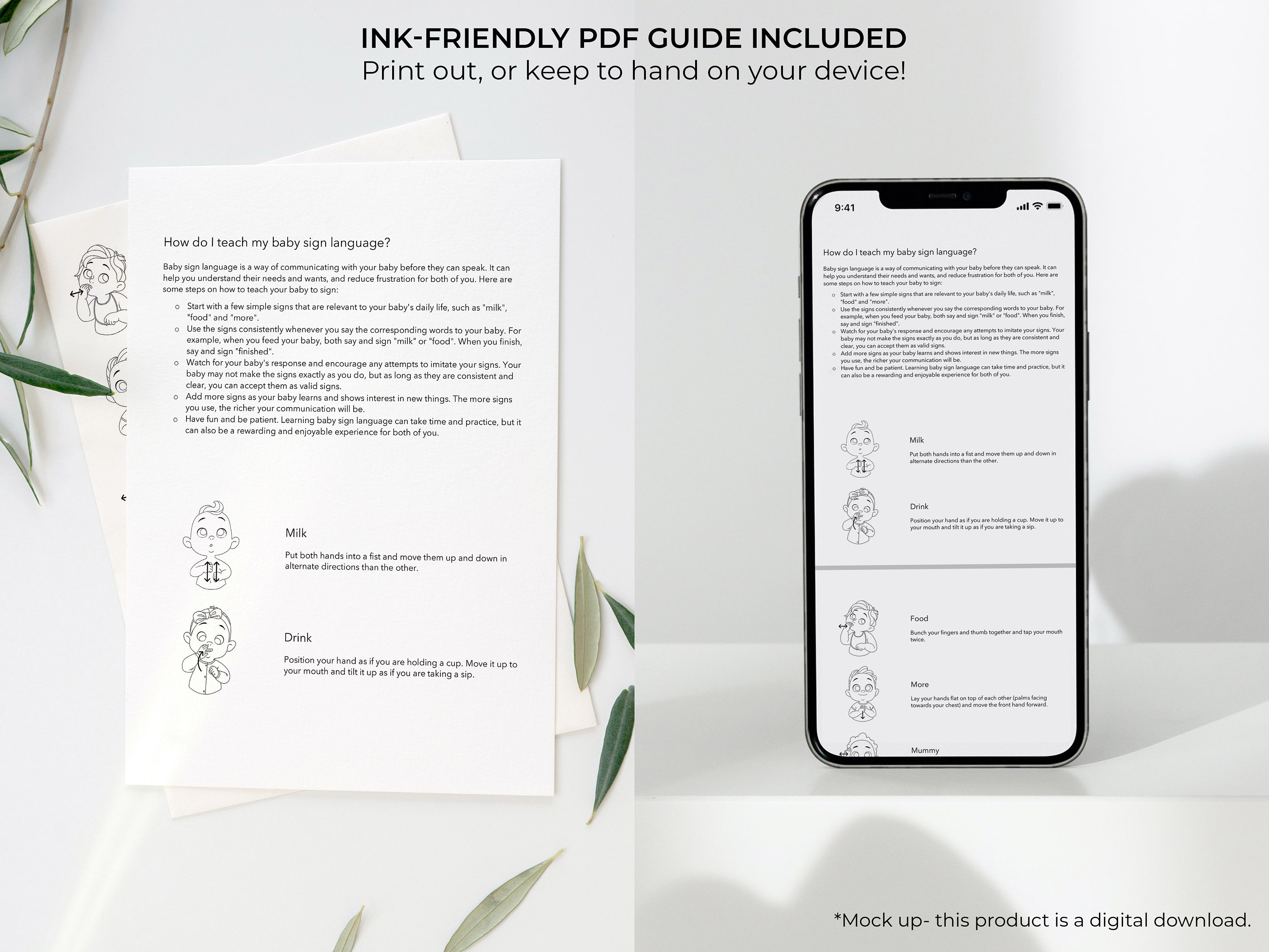 Baby Sign Language Poster in British Sign Language, Great Gift for Baby ...