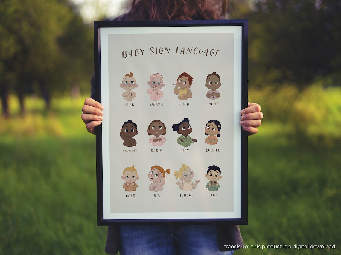 Baby Sign Language Poster in British Sign Language, Great Gift for Baby ...