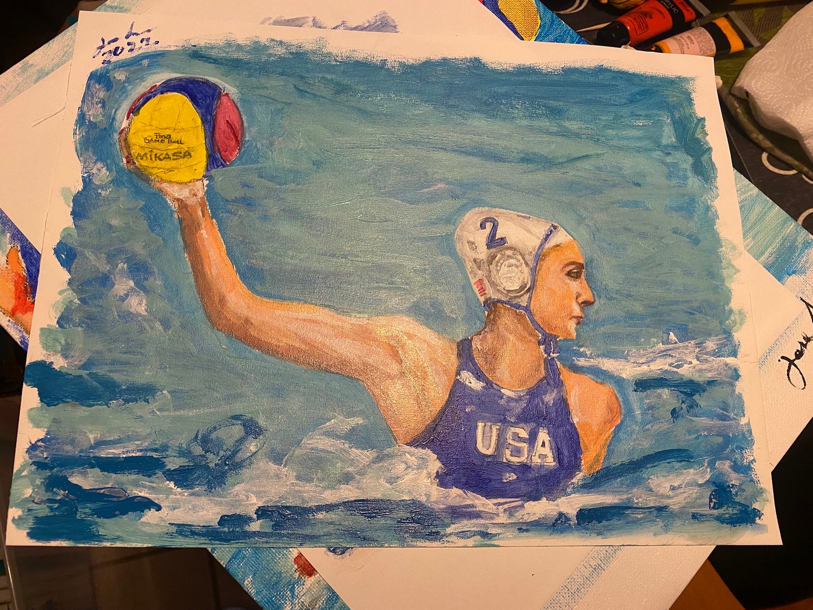 Original Painting Sport Artwork Water Polo, 12x9 Inch COA - Etsy