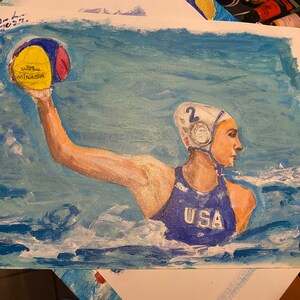 Original Painting Sport Artwork Water Polo, 12x9 Inch COA - Etsy