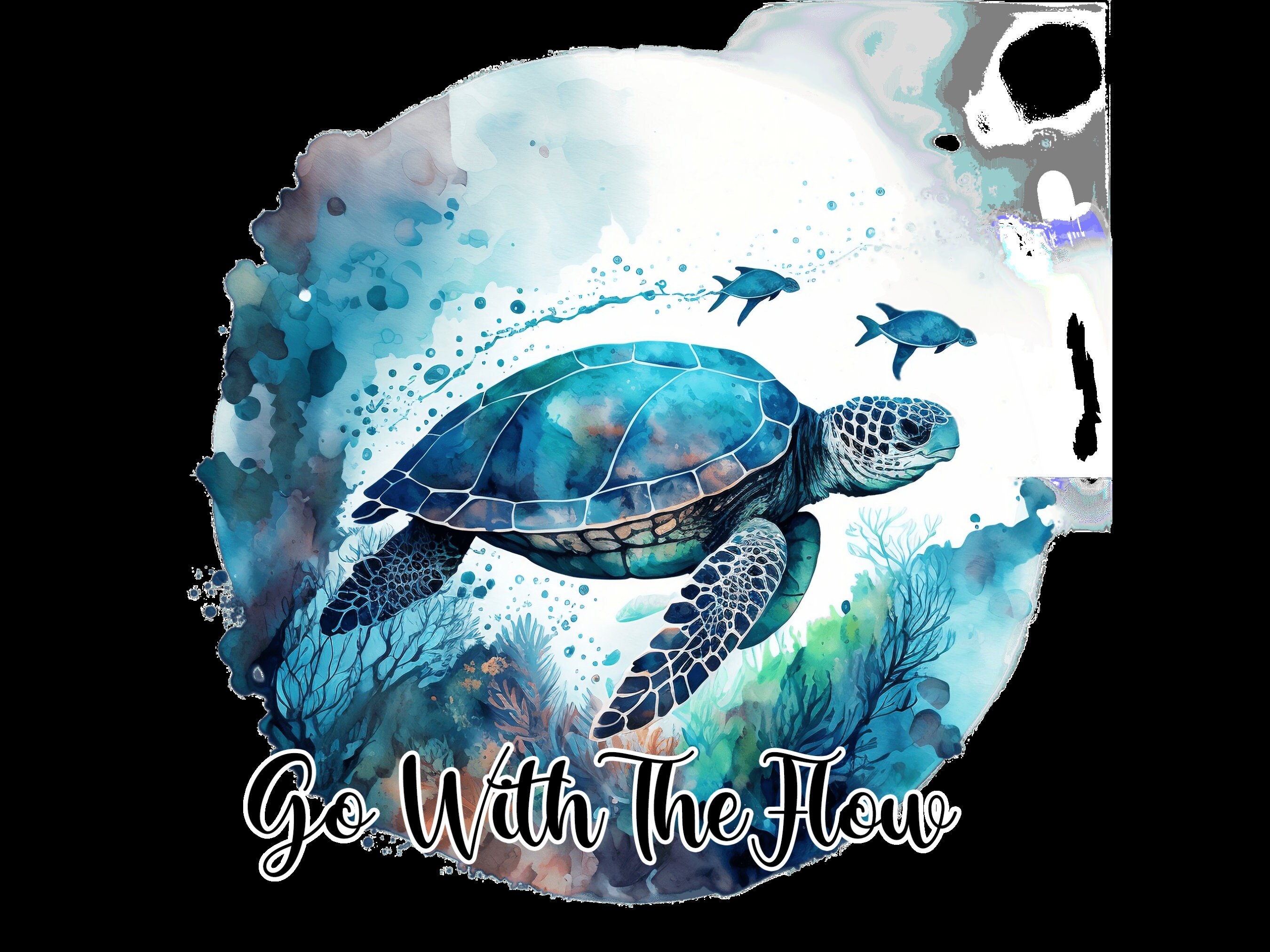 Turtle Go With the Flow PNG Transparent Sublimation Digital Files - Etsy