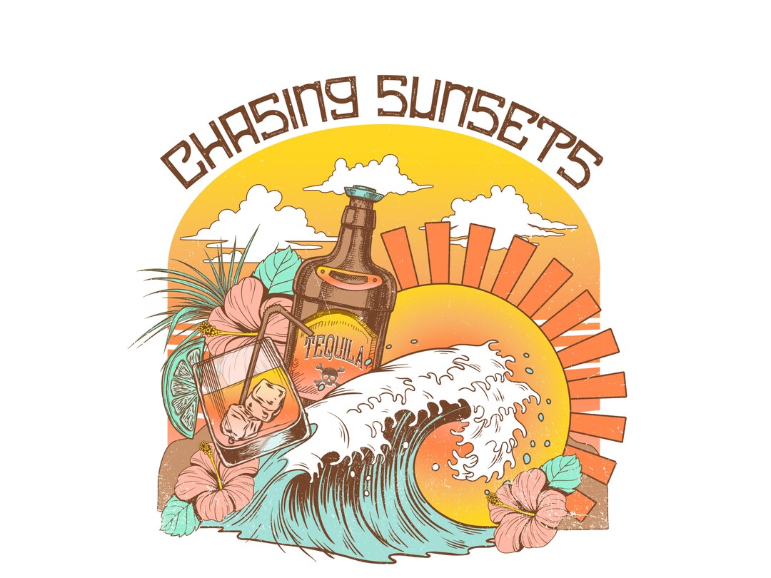 Chasing Sunsets Retro PNG, Holiday, Vacation, Transparent Sublimation ...