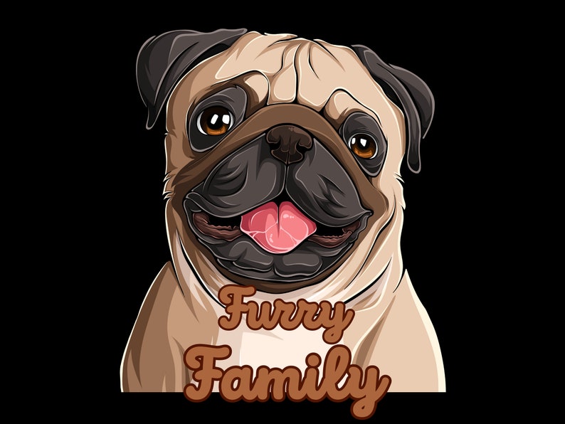 Furry Family Pug PNG Transparent Sublimation Digital Files - Etsy