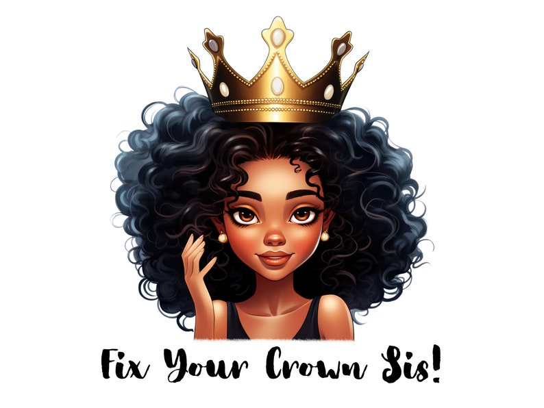 2 X Black Girl Melanin Princess Fix Your Crown Sis Card - Etsy