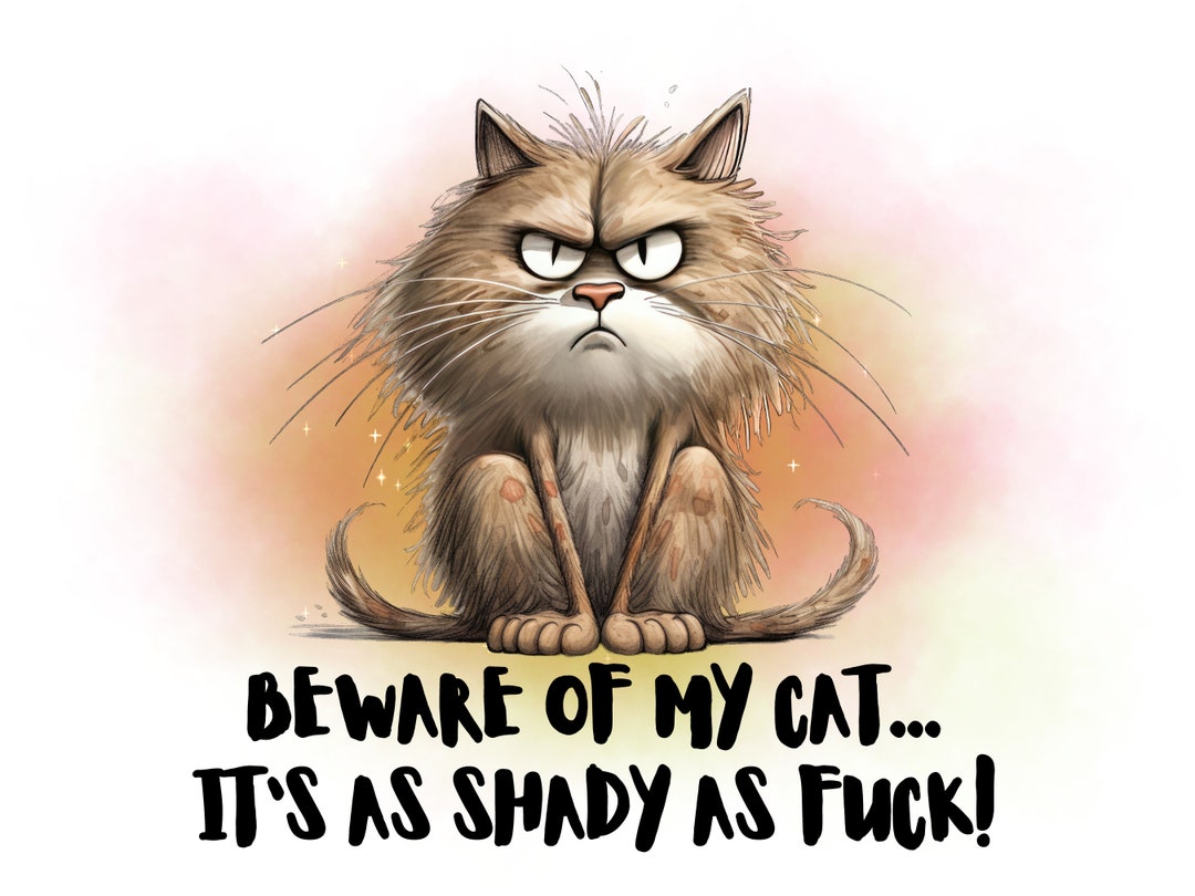 Shady Cat Clipart PNG, High Quality File, Humorous Funny Direct Print ...