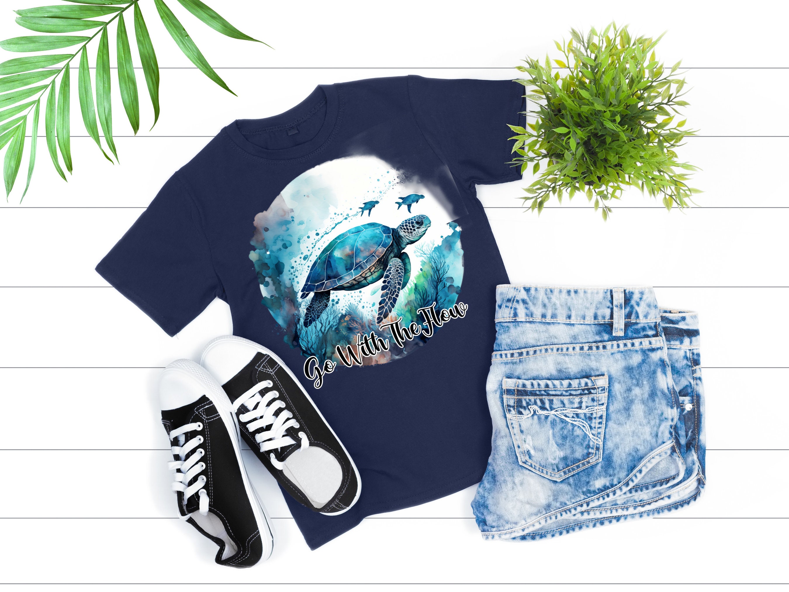 Turtle Go With the Flow PNG Transparent Sublimation Digital Files - Etsy