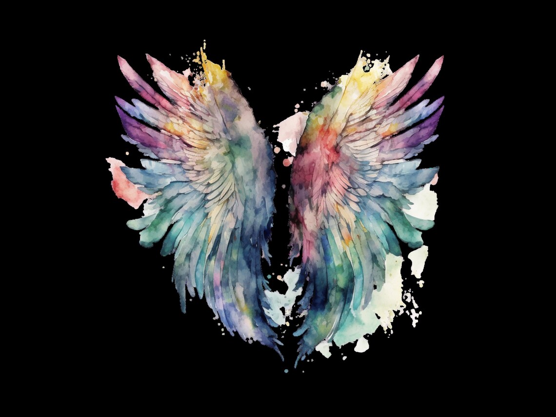 Watercolour Angel Wings PNG Transparent Sublimation Digital Files - Etsy