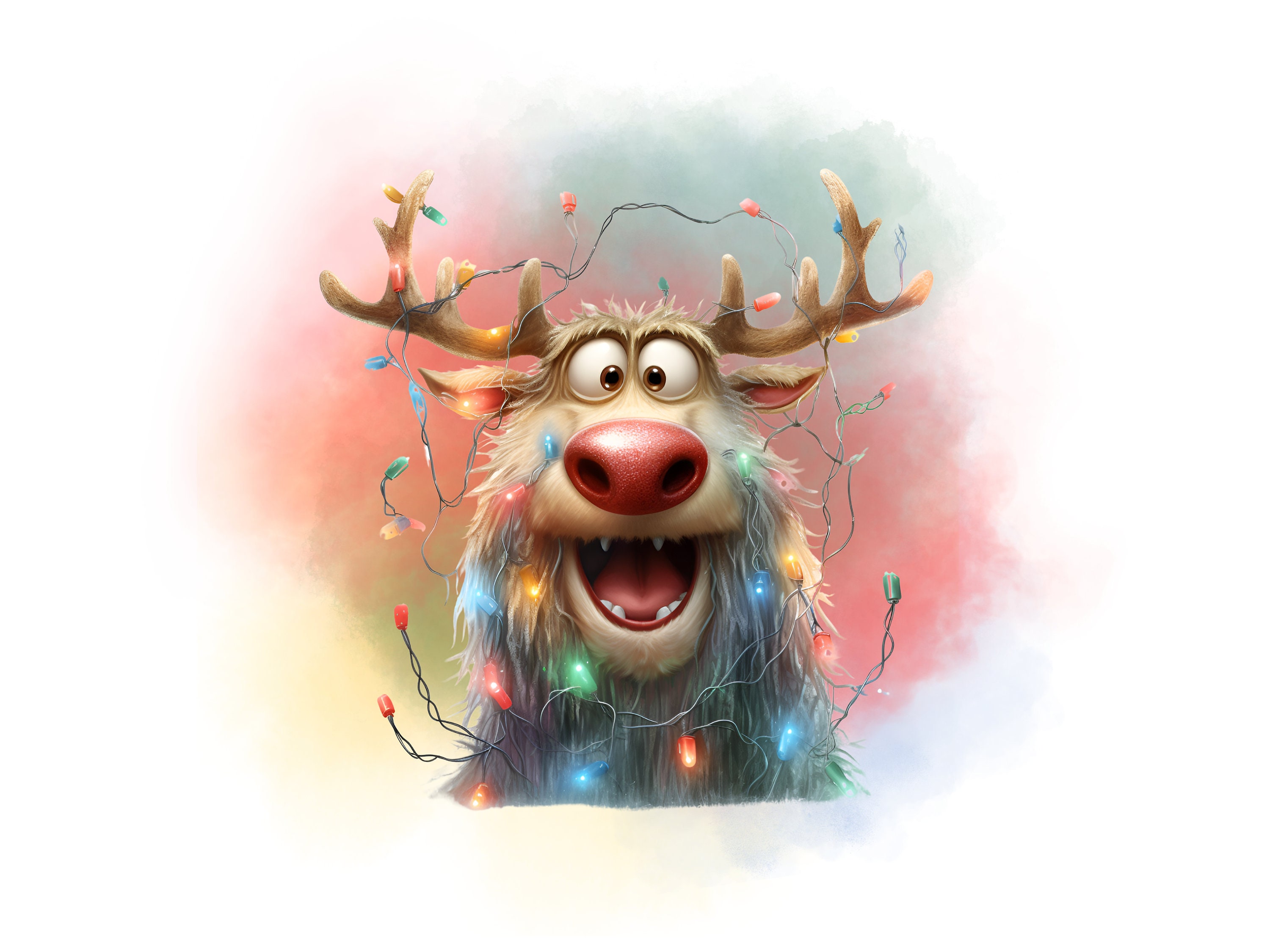 Rudolf the Red Nose Reindeer in Christmas Lights, Merry Christmas ...