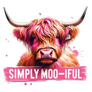 Simply Moo-iful Cow Clipart PNG, Highland Cow High Quality File, Direct ...
