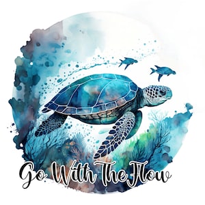 Turtle Go With the Flow PNG Transparent Sublimation Digital Files - Etsy