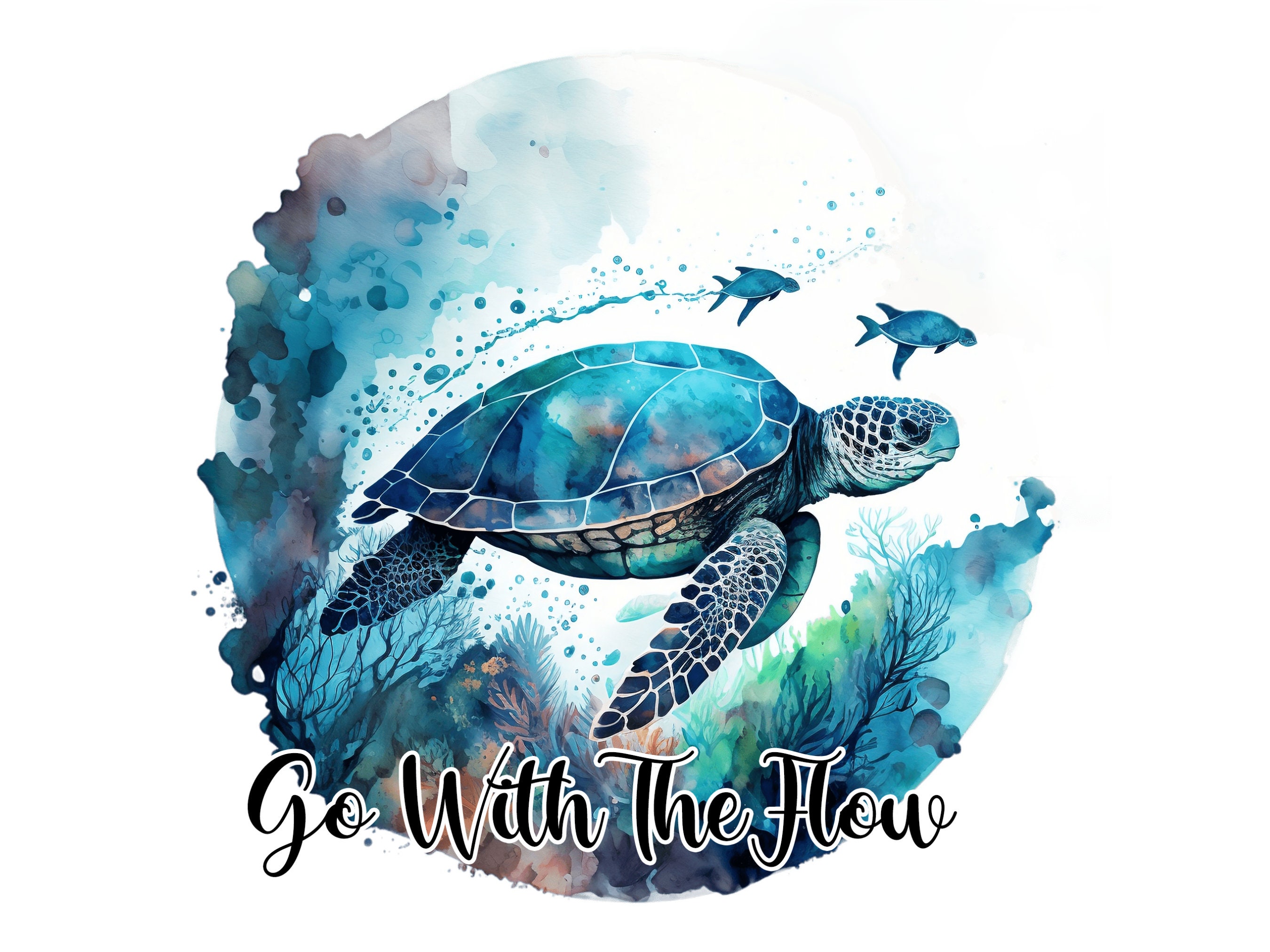 Turtle Go With the Flow PNG Transparent Sublimation Digital Files - Etsy