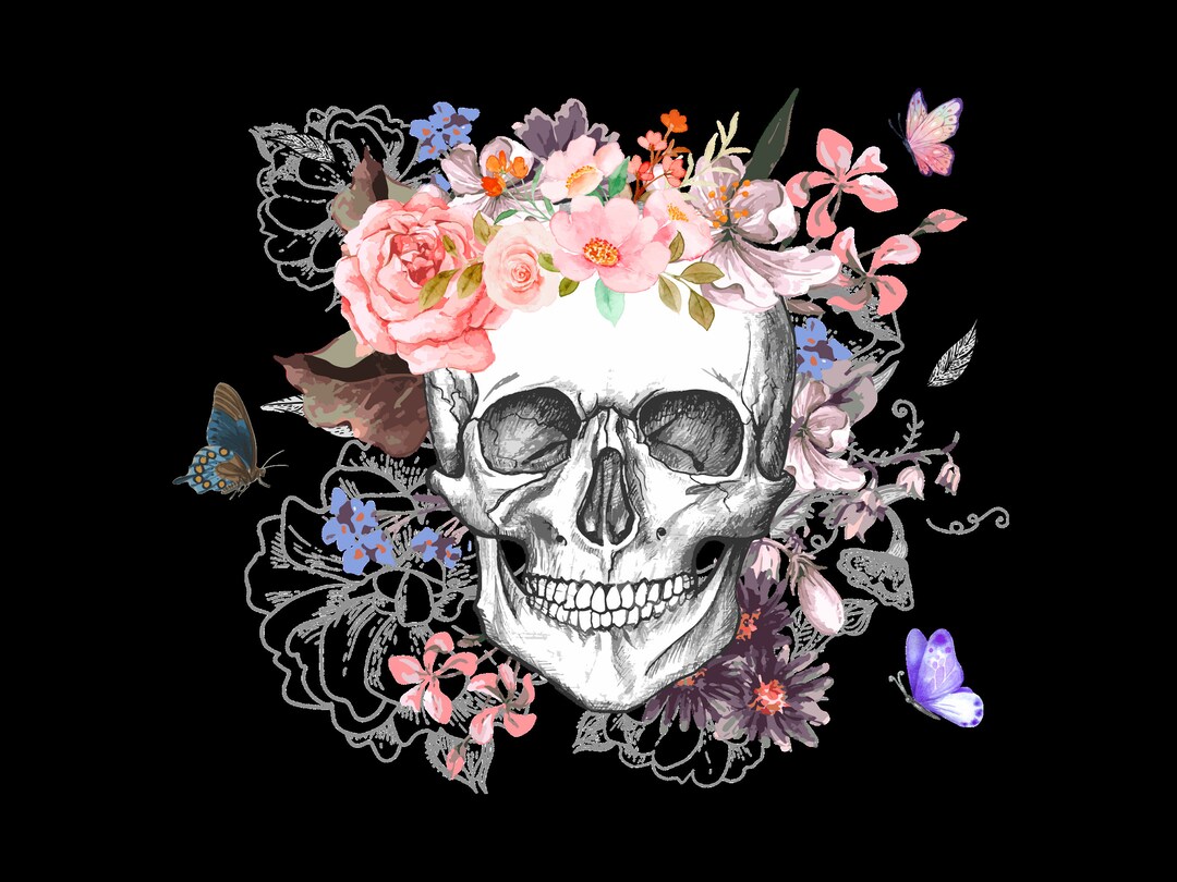 Skull Flowers PNG Png Files Png Clipart Png Images Png - Etsy