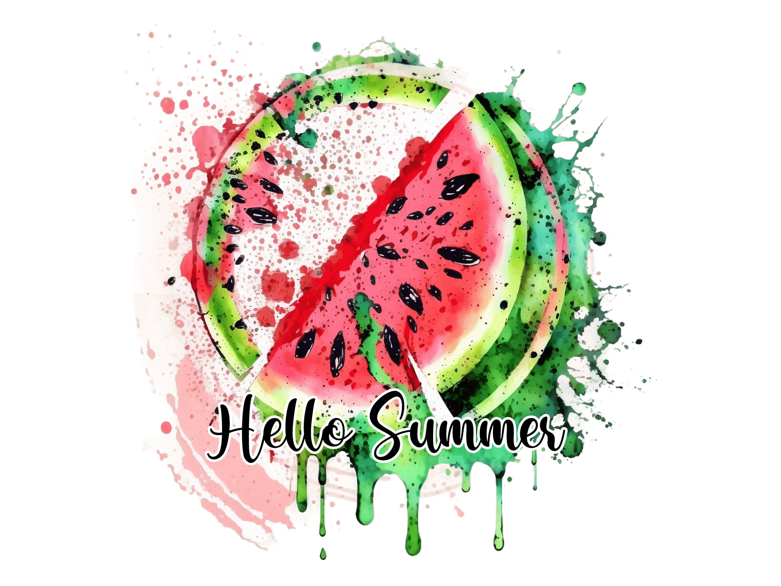 Watermelon Hello Summer PNG Transparent Sublimation Digital - Etsy
