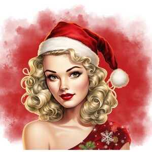 Retro Pin up Girl Clipart, Retro Pin up Girl PNG, Christmas Card Design ...