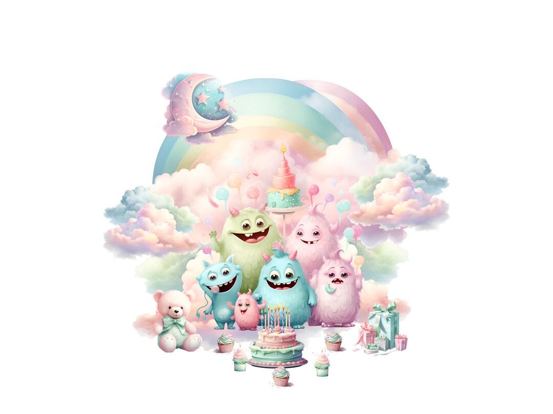 Cute Monsters Birthday Party Clipart PNG, High Quality Transparent ...