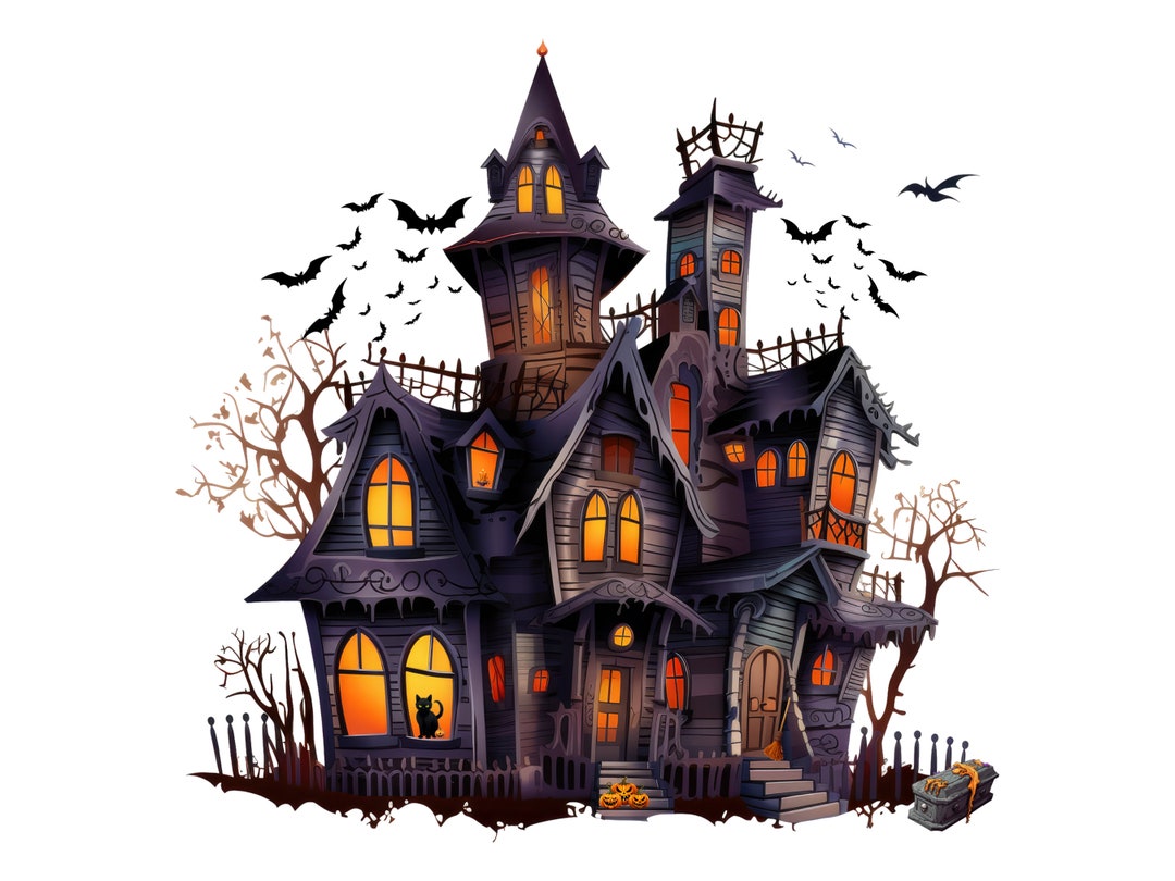 Haunted House, Halloween Clipart, High Quality Pngs, Digital Download ...