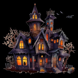 Haunted House, Halloween Clipart, High Quality Pngs, Digital Download ...