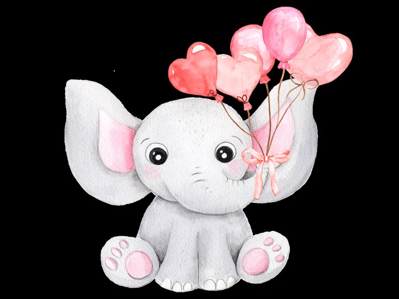 Cute Elephant Clipart Watercolour Baby Girl Elephant - Etsy