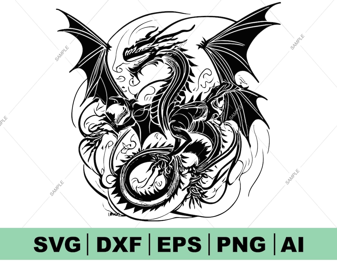Black Dragon SVG, Flying Dragon Svg, Cut File Cricut, Silhouette ...