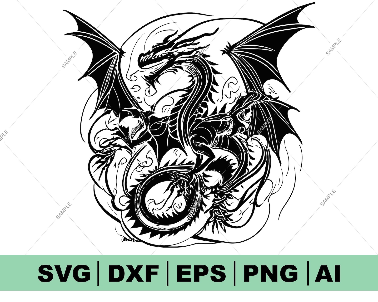 Black Dragon SVG, Flying Dragon Svg, Cut File Cricut, Silhouette ...